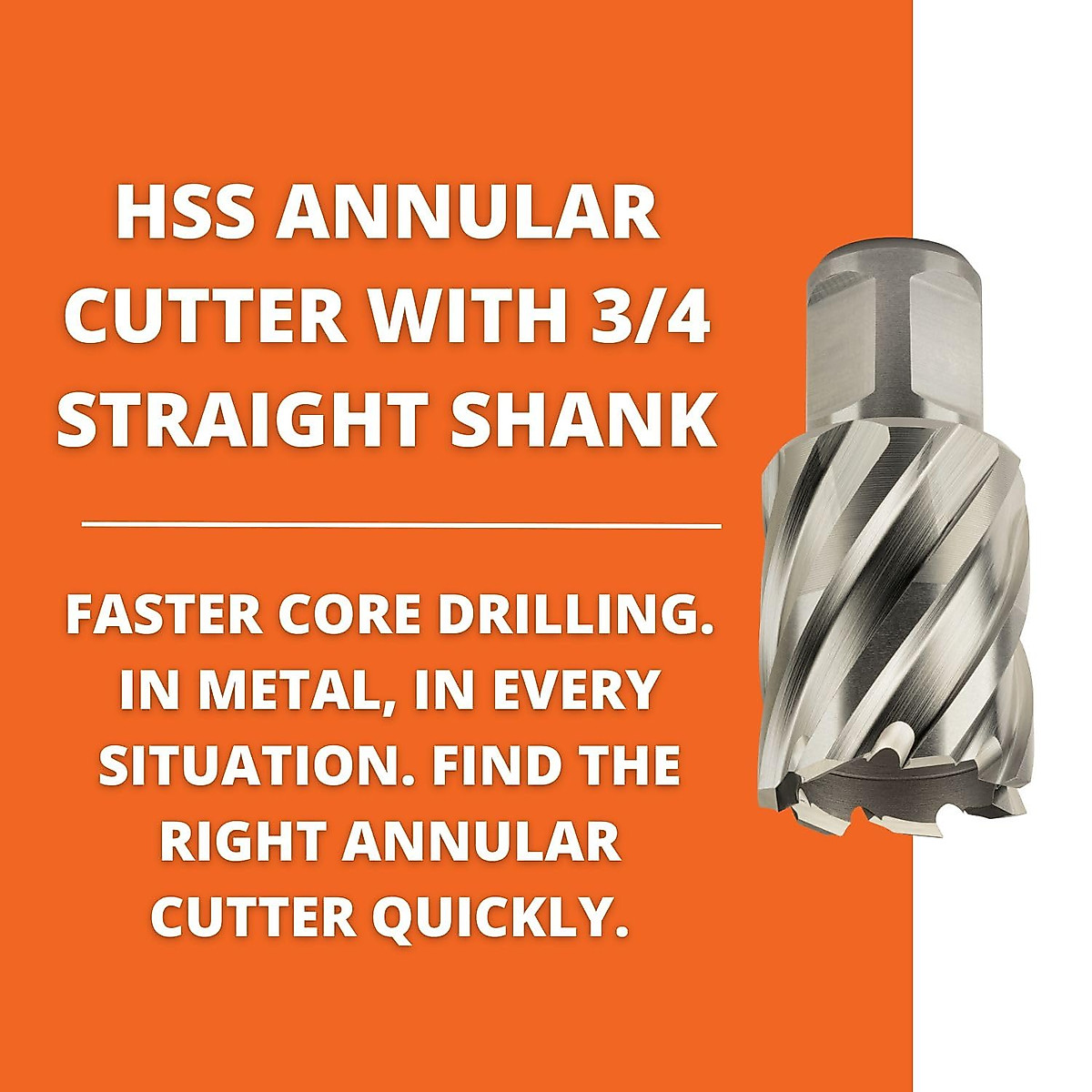 Slugger by Fein HSS Annular Cutter with Pilot Pin for Precision Drilling - High-Durability Steel, 1" Cutting Depth, 1-1/4" Bore Diameter, 3/4" Straight Shank - 63134318041