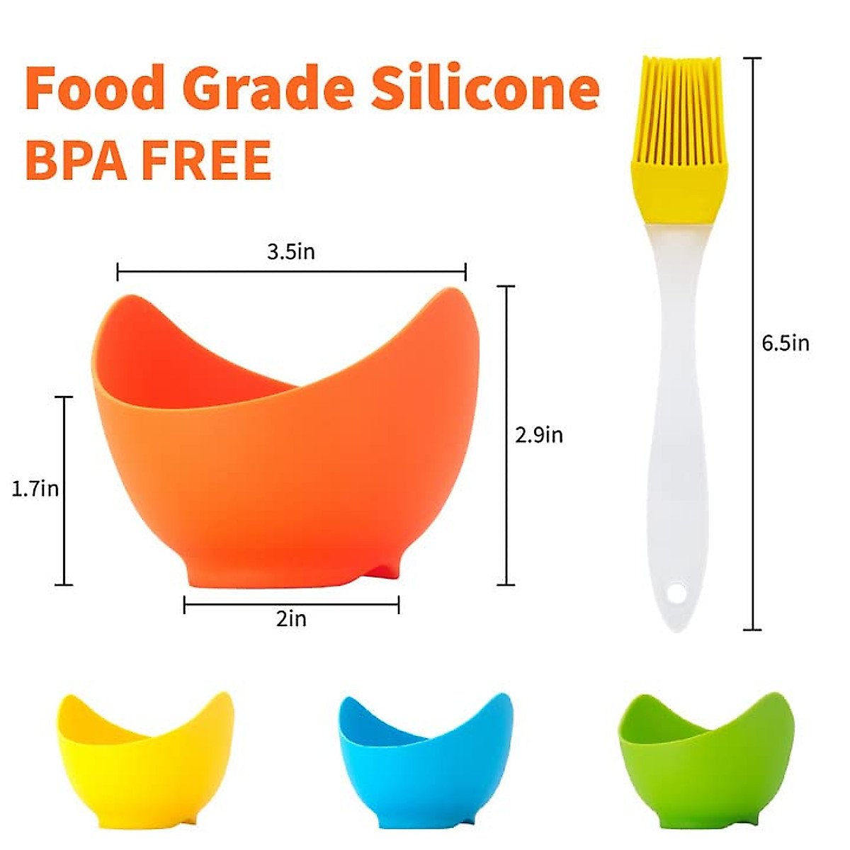 4 Pack Egg Poacher, BPA Free Silicone Egg Poachers, Egg Cups for Air Fryer, Thickened Stable Egg Cooker with Extra Oil Brush