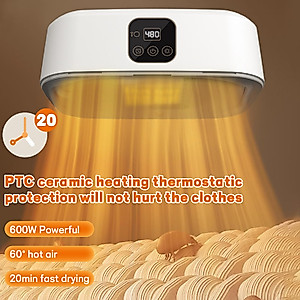 Portable Clothes Dryer, Electric Laundry Dryer with Remote Control, Foldable Mini Drying Machine With Dryer Bag for Apartment, RV, Travel, Home for Light Clothes, Underwear, Baby Clothes