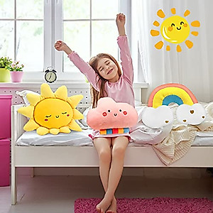 Cloud Rainbow Sun Moon Star Shaped Pillow 3 Pcs Nursery Stuffed Throw Pillows Kids Cute Cushion Children Soft Plush Pillow for Baby Room Kids Reading Nook Decorations Gift (Rainbow, Cloud, Sun)