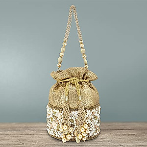 Aheli Indian Potli Bags for Women Evening Bag Clutch Ethnic Bride Purse with Drawstring (P19G)