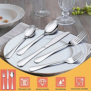 LIANYU 53-Piece Silverware Set for 8, Stainless Steel Flatware with Steak Knives and Serving Utensils, Forks and Spoons Silverware Set, Cutlery Set for Home, Dishwasher Safe