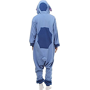EONDEAR Adults Onesie Halloween Costumes Animals Sleeping Kigurumi Pajamas, Blue Stitch, Medium