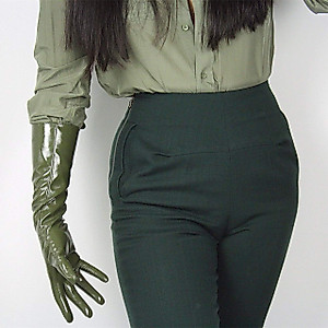 DooWay Women Sexy Faux Leather Shiny Long Latex Gloves Mittens Culb Wear Cosplay Costumes Opera Evening Finger Gloves