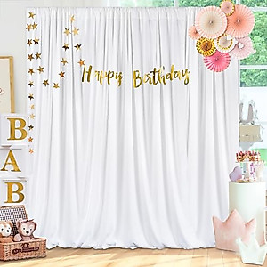 White Backdrop Curtains 5ft x 10ft Photo Photography Background Wrinkle Free Polyester Fabric 2 Panels Drapes for Parties Wedding Baby Shower Birthday Home Party Decor