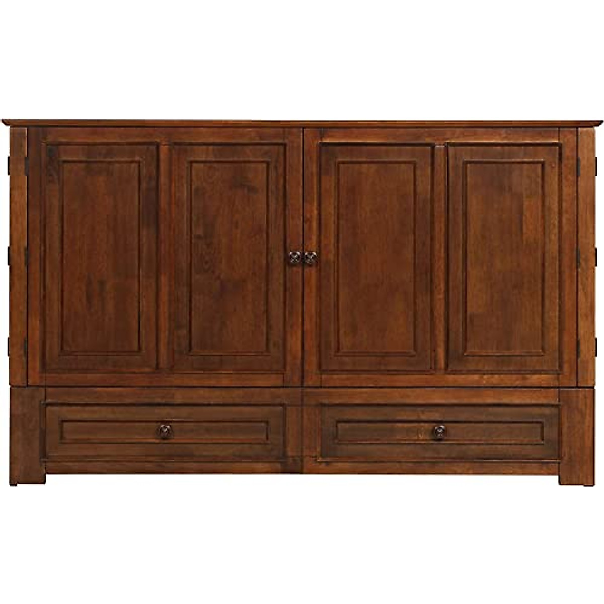 Mega Solutions Emurphybed Paradiseo Murphy Cabinet Chest Bed with Charging Station 8 Inch, Queen (Tobacco)
