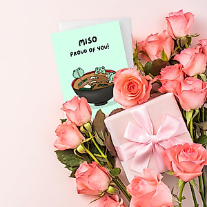 ALY LOU Funny Graduation Card, Congratulations Congrats Card for Him/Her, Funny Grad Card for New Job Promotion, New Home, Wedding Celebration (Miso Proud)