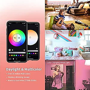 MagicLight Smart Light Bulb Works with Alexa Google Home, A19/E26 800LM Color Changing Light Bulb, WiFi & Bluetooth 5.0, Dimmable, RGBCW, Music Sync, APP Control, No Hub Required