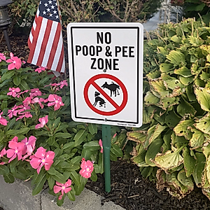 SmartSign 10 x 7 inch “No Poop And Pee Zone” LawnPuppy Yard Sign and 18 inch Stake Kit, 40 mil Laminated Rustproof Aluminum, Red, Black and White, Set of 1