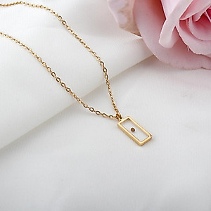 Haoze Mustard Seed Necklace Christian Gifts for Women, Stainless Steel Faith Mustard Seed Necklace Inspirational Christian Religious Jewelry Gifts for Women (0-Mustard Seed Necklace-Rectangle -Gold)