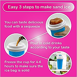 Slushie maker cup, Homemade Squeeze Icy Cup, Quick Frozen Magic Cup Slushy With Lids And Straws For Kids & Adults (Pink) blue,green and pink 17cmx8.3cm