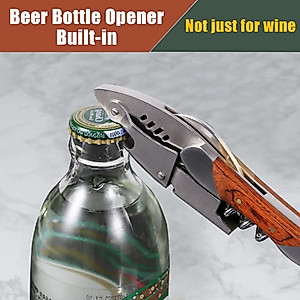 SIVERMISE Waiters Corkscrew, Wine Bottle Opener, Heavy Duty Stainless Steel, Rosewood Handle, Shark Shaped Wine Key, Gift for Waiters, Bartenders, Sommelier