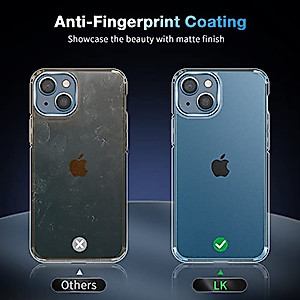 LK [5-in-1 for iPhone 13 Case, with 2 Pack Tempered Glass Screen Protector + 2 Packs Lens Protector, Matte-Finish, All-Round Protection, Shockproof, Anti-Scratches Kit for iPhone 13 case