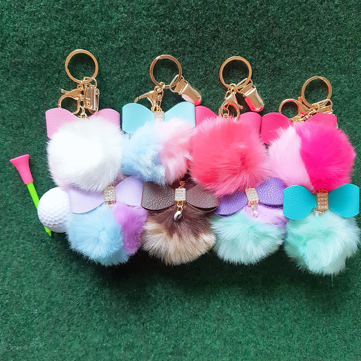 GS Soft Fur Ribbon Putter Keeper Set of 1. Gift for Golfer, Golf Accessories for Putter Cover. (Mink and Purple)