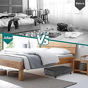 JIYINGDUO Upgraded Under Bed Storage with Wheels 2-in-1 Underbed Storage Bins Containers Label Shoe Storage Organizer Drawer Bag Solid Fabric for Bedroom Clothes Shoe Blanket (double black)