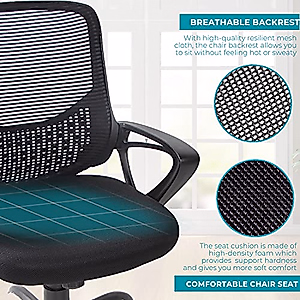 Office Chair, Ergonomic Home Desk Chair Mid Back Mesh Chair Rolling Swivel Computer Chair with Lumbar Support