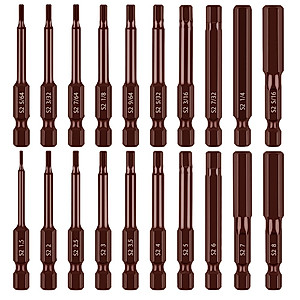 Premium 20-Piece Hex Bit Set - Durable S2 Steel, 2.3" Allen Key Bits, SAE and Metric Hex Key Set, Hardened Magnetic Tips, Corrosion Resistant Allen Bit Set