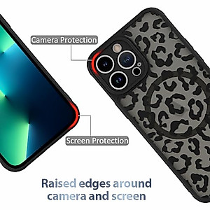 AIGOMARA for iPhone 13 Pro Max Case [Compatible with MagSafe] Black Leopard Pattern Design Case for Women Girls Men Soft TPU Bumper Hard PC Back Anti-Fall Shockproof Protective Slim Cover