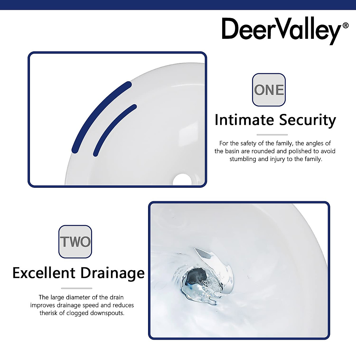 DeerValley DV-1P523 Compact White Ceramic Pedestal Sink, 20" X 17" Inch Pedestal Bathroom Sink With Overflow and Pre-Drilled Single Hole