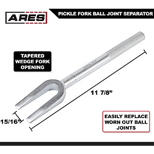 ARES 12016-15/16-inch Pickle Fork Ball Joint Separator - Tempered Drop Forged Steel Construction - 15/16-Inch Tapered Fork with Non-Slip Knurled Handle