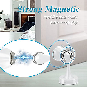 Magnetic Door Stop, White Magnetic Door Stopper Heavy Duty Magnetic Door Holder Catch Stainless Steel Soft-Catch Door Stoppers for Bottom of Door, Doorstop Wall Floor Mount 1 Pack