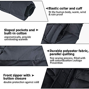 BINACL Women's Thickened Down Alternative Jacket, Extreme Cold Big Hood Lined Outwear Parka Puffer Gift Cotton Padding Outwear Workout Training Fast Fall Ski Jacket with Detachable Fur Hood(Black,M)