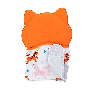 Nuby Happy Hands Silicone Teething Mitten - Baby Teething Toy - 3+ Months - Fox