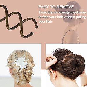 Spiral Bobby Pins Brown with Storage Tin, 20 Pcs Spin Pins for Hair (2 Inch), Premium Spiral Hair Pins for Buns, Non Scratched Twist Screw Hair Pins for Women Girls and Kids