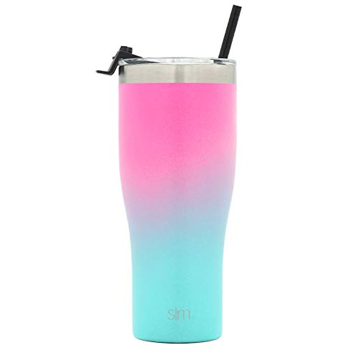 Simple Modern Tumbler with Clear Flip Lid and Straw | Reusable Insulated Water Bottle Stainless Steel Travel Mug | Slim Cruiser Collection | 32oz, Ombre: Sorbet