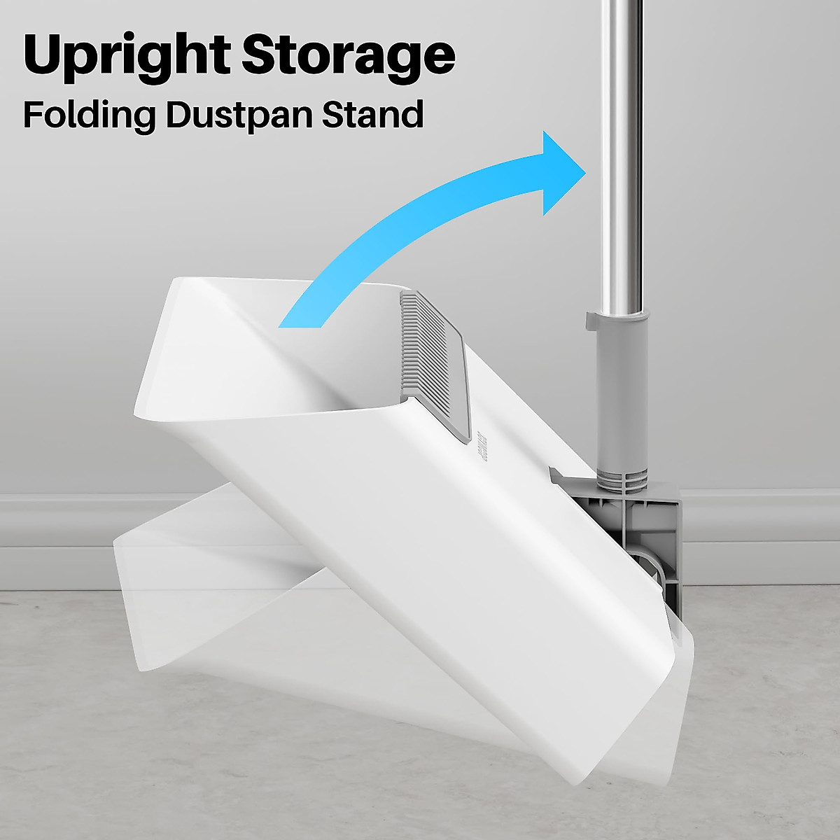 JOYMOOP Broom and Dustpan Set, Upright Standing Brooms for Sweeping Indoor, Light Weight Stainless Steel can be Hung on The Wall, Suitable for Pet Hair, Carpet, Floor