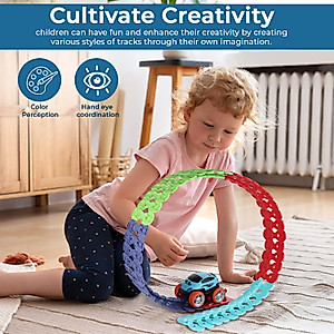 Car and Flexible Track Playset Create A Engineering Road Gifts for 3 4 5 6 7 8 9 10 11 Year Old. Race Tracks Toys for Kids Boys and Girls, Best Toys for Boys and Girls (Car + 46 Track Parts)