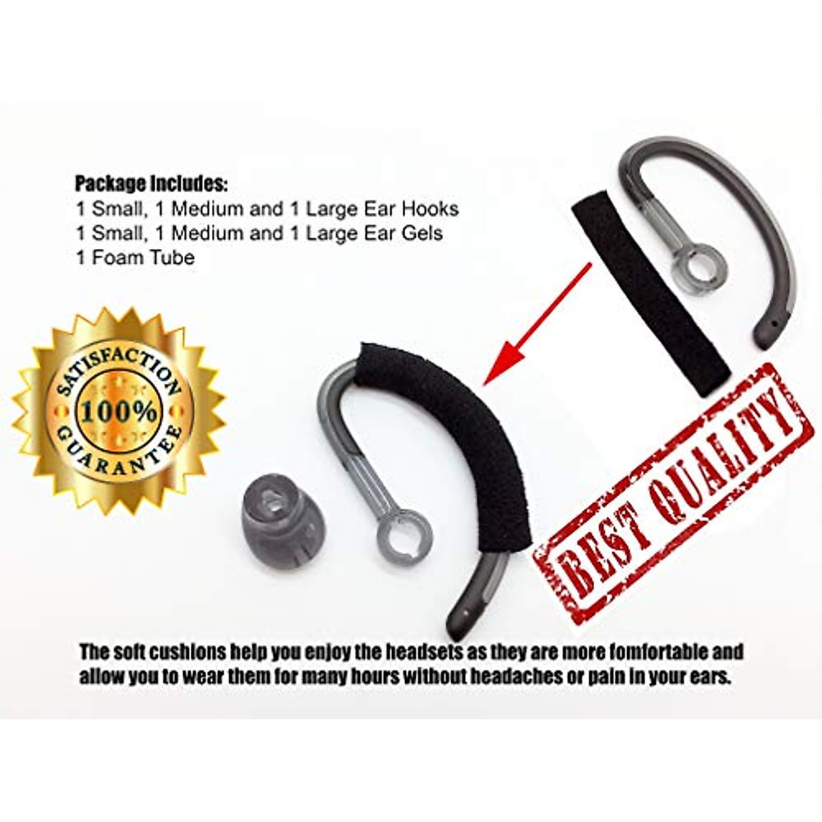 AvimaBasics Savi X40 Ear Tips | Replacement Earbuds Ear Buds Headset Parts Spare Kit Ear Loops Compatible with Plantronics SAVI X40 CS540 Savi W440 W740 W745 WH500 - (Mixed L/M/S) (1 Pack)