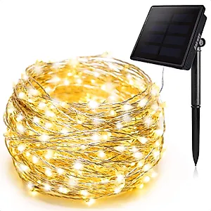 Ankway Solar Fairy Lights Outdoor, 200 LED Solar Powered String Lights 72 ft Waterproof IP65 Solar Curtain Lights 8 Modes Warm White for Outdoor Home Window Bedroom Patio Garden Tree Wedding