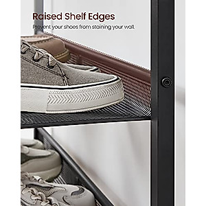 VASAGLE Shoe Rack for Entryway, 5 Tier Shoe Storage Shelves, 16-20 Pairs Shoe Organizer, with Sturdy Wooden Top and Steel Frame, Free Standing, Industrial, Rustic Brown and Black ULBS038B01
