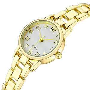 TWOPTION Womens Waterproof Wrist Watch,Women's Small Thin Analog Bracelet Quartz Watch Dainty Christmas Gifts (Gold-15#)