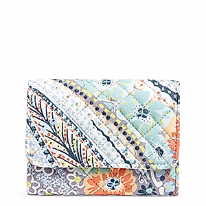 Vera Bradley Women's Cotton Riley Compact Wallet With RFID Protection, Citrus Paisley - Recycled Cotton, One Size