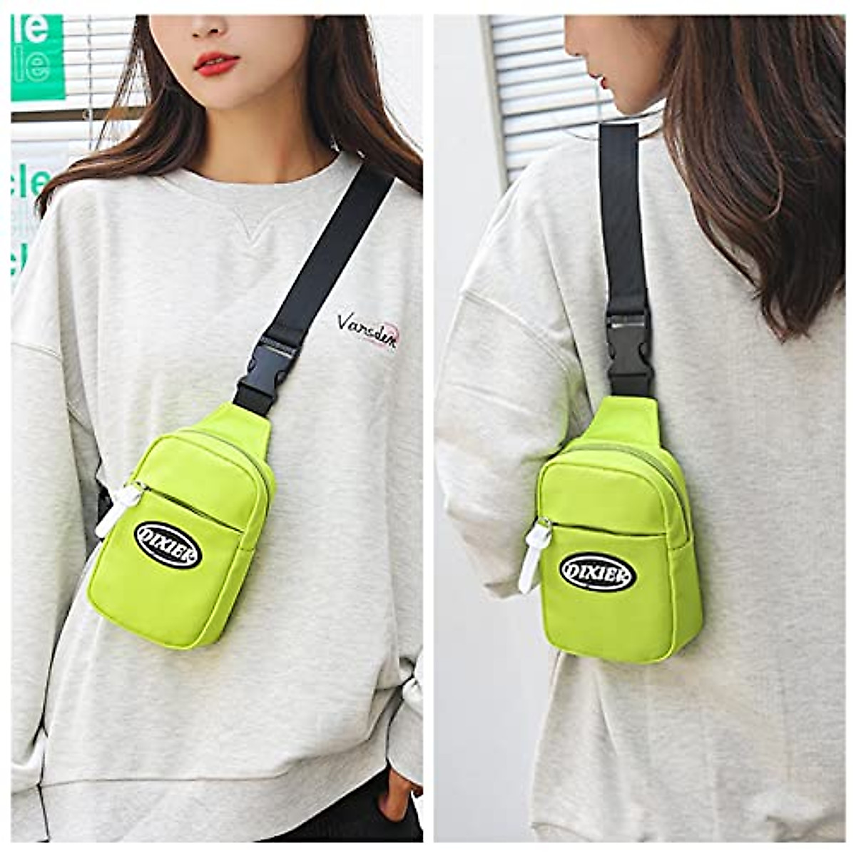 WYAQJLV Small Cell Phone Purse Fashion Crossbody Bag Nylon Casual Chest Daypack for Women Men Teen Girls Wallet(Green)
