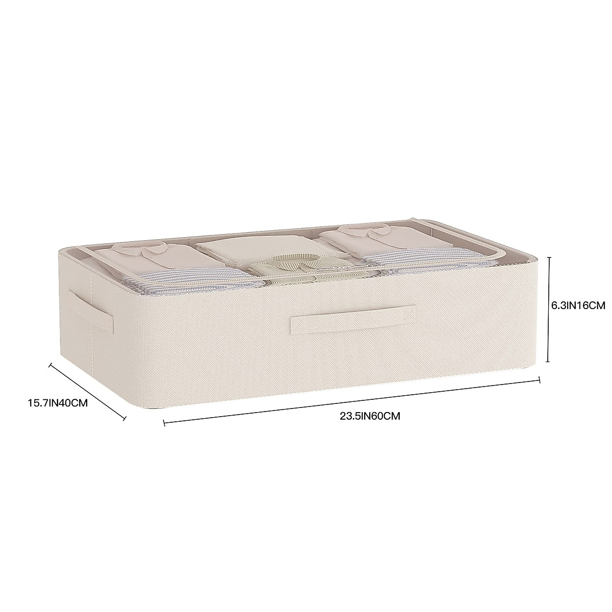 Under Bed Storage Bins Frame Storage Box Oxford Fabric Sturdy Underbed Container Foldable Stackable Large Capacity Clothes Organizer