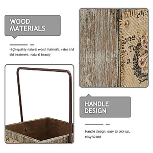 CIYODO 1pc Craft Table Bouquets Square Wedding Ornament Pot Outdoor Flowerpot Pots Wood Handle Patio Indoor Vase Plant Flower Windowsill Natural Center Window Home Bonsai Container