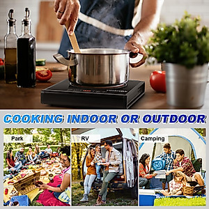 CUSIMAX 1500W Hot Plate Electric Stove with LED Display, Portable Infrared Electric Burner Ceramic Cooktop, Adjustable 15 Power and Time 2h, Compatible with All Cookware