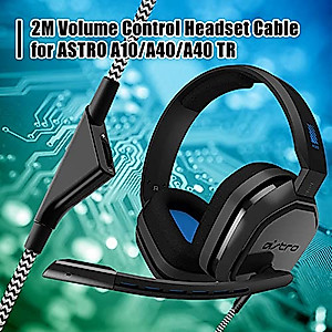 Replacement for Astro A40 Cord, A10 Headset Cable Braided Wire, 6.5 Feet/2.0 M Volume Control Cable Compatible with Astro A40TR/A40/A10 Gaming Headsets Cord (Black and White)