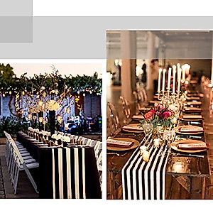 10 Pack Striped Table Runner Polyester Table Decor Classic Black and White Striped Table Runner Modern Elegant Design for Indoor Outdoor Events Banquet Party Wedding (12 x 72 Inch)