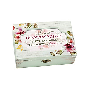 Cottage Garden Granddaughter I Love You Floral Decoupage Petite Music Box Plays You are My Sunshine