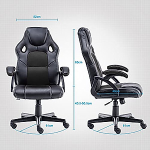 T-THREE.Gaming Chair Office Chair Computer Chair Video Gaming Chair with Lumbar and Back Support, Racing Style PU Leather, Height Adjustable, 360° Swivel with Adults, Women, Men,Teens and Kids Black