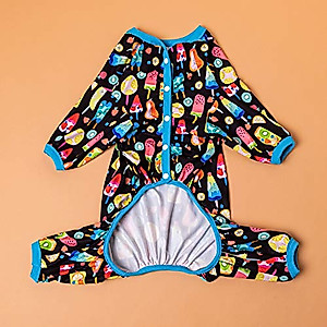 LovinPet Big Dog/Full Belly Coverage/for Big Dogs/Pullover Pitbull Shirt for Men Big Dogs/Fruit Popsicle Frozen Black Prints/Lightweight Big Dogs Pullover, Full Coverage Large Breed Dog Pjs