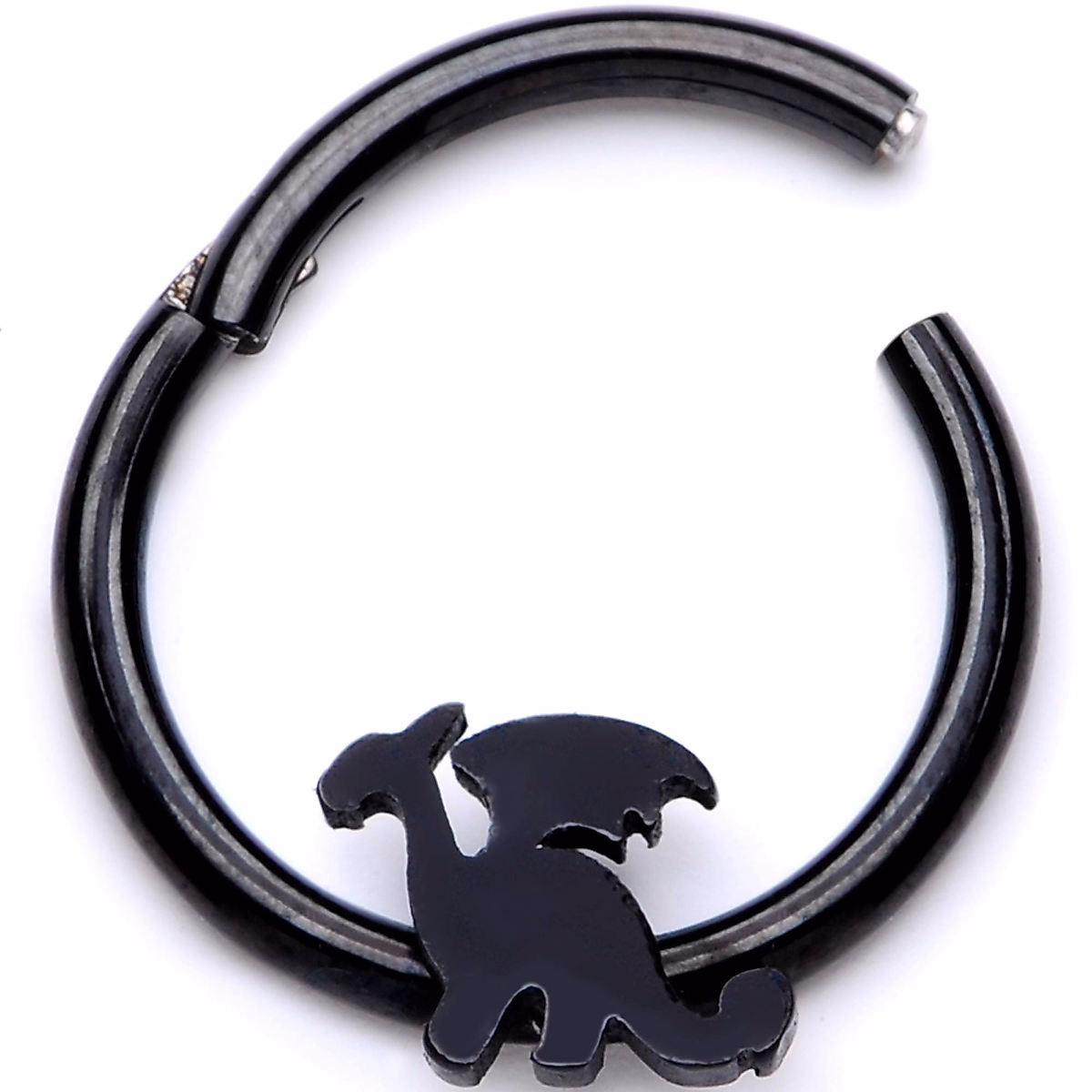 Body Candy 16G Black PVD Steel Hinged Segment Ring Seamless Cartilage Septum Ring Dragon Nose Hoops 3/8"