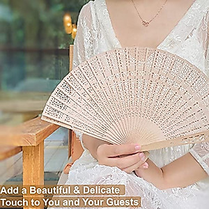 30pcs Sandalwood Foldable Hand Fans, Wedding Fans for Guests Bulk, Handheld Wooden Fans for Women, Hand Held Fans for Wedding, DIY Decorative Folding Fan for Party Decoration Baby Bridal Shower Gifts