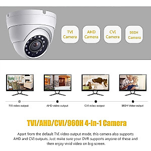 4K 8MP 180° Panoramic Ultra Wide Viewing Angle Fisheye Eyeball Dome TVI CVI AHD Analog 4 in 1 CCTV Security Camera, 30ft IR Night Vision, Outdoor, Full Metal Housing, ONLY Compatible with 8MP DVR