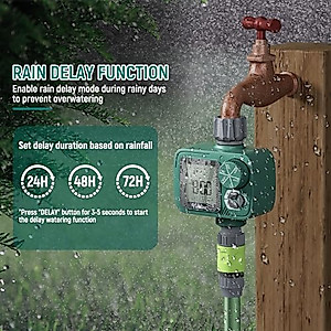 Sprinkler Timer, Vimlinc Programmable Water Timer for Garden Hose with Rain Delay, Manual, Automatic Watering System, Hose Timer for Lawns Pool, Waterproof Digital Irrigation Timer System, 1 Outlet
