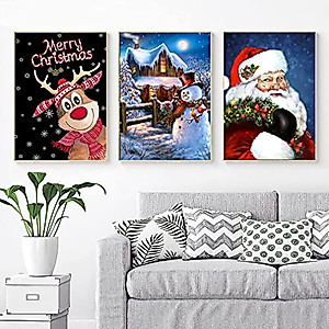 CEUHROG 9 Pack Christmas Diamond Painting Gnomes Kits for Adults Full Drill Round Santa Claus Diamond Art Gnomes Snowman Winter Diamond Painting Gnomes for Home Wall Decor 11.7"x15.8"